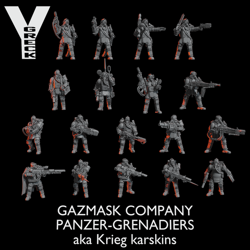 🫡 GASMASK COMPANY - PANZER-GRENADIERS・ 3D File for 3D printing・Cults