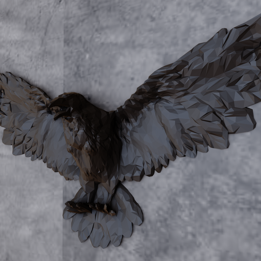 🐦 Raven flying low poly crowing wall stl・ STL File for 3D printing・Cults
