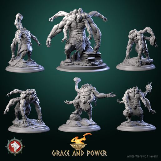 🎲 Hecatoncheires set 6 miniatures 32 mm pre-supported・ 3D File for 3D ...