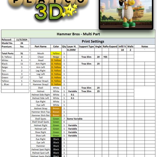 🔨 Hammer Bros.・ 3D File for 3D printing・Cults