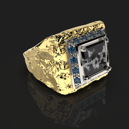 💍 Printable signet ring with onyx 7.3x7.3 STL・ STL File for 3D printing ...