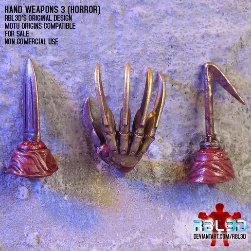 Hand Weapons 3 'Horror' (Motu Origins compatible)・ OBJ File for 3D ...