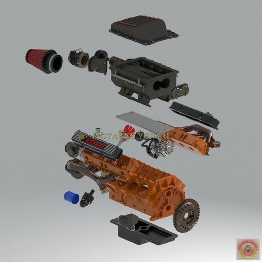 🌆 DODGE MOPAR 440 MAGNUM SUPERCHARGER MAGNUSON - ENGINE・ STL File for ...