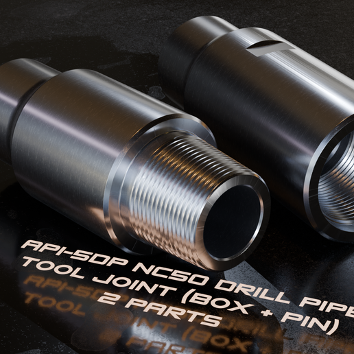 🧷 DRILL PIPE PIN & BOX TOOL JOINT - NC50・ STL File for 3D printing・Cults