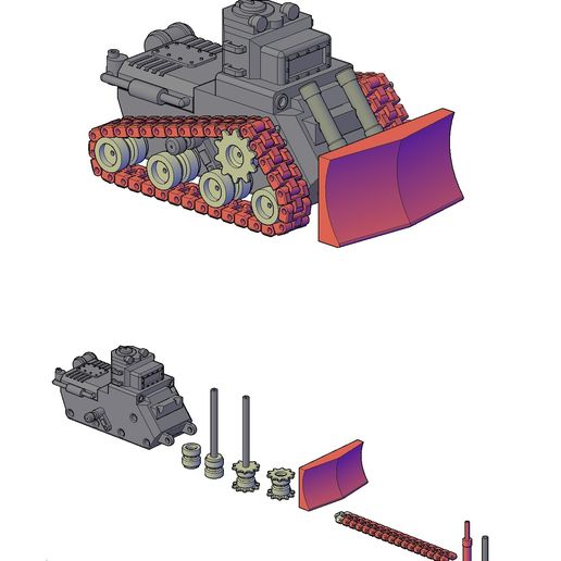 🚜 Armored Bulldozer・ STL File for 3D printing・Cults