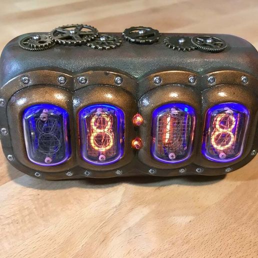 3D printed Steampunk Nixie Tube Clock・Cults