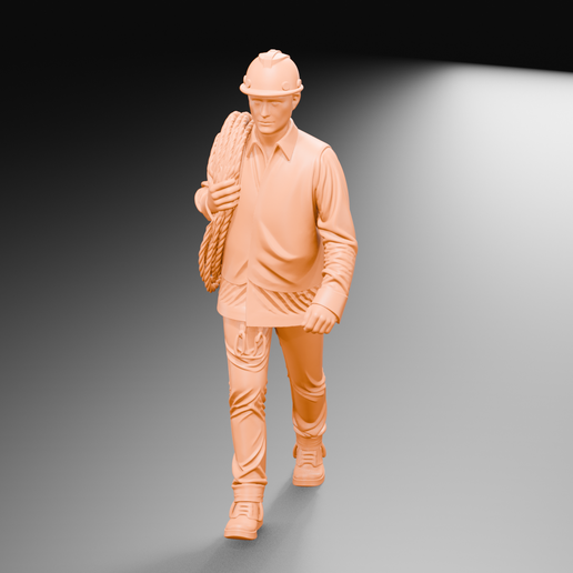 🚶 Walking Construction Worker Carrying Rope – One-Piece 3D Model・ 3D ...