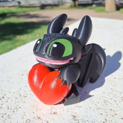 🐉 Valentine's day Toothless・Archivo 3MF Gratis para Impresión 3D・Cults
