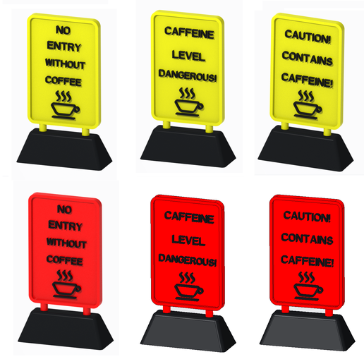 ☕ Coffee Warning Signs – 3 Funny Caffeine STL Wall Plaques | 3D ...