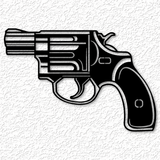 🔫 Revolver Gun Wall art pistol wall decor 2d art・ STL File for ・Cults