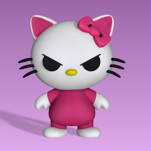 STL file Angry Hello Kitty | cute | kids | children favourite 😡 ・3D ...