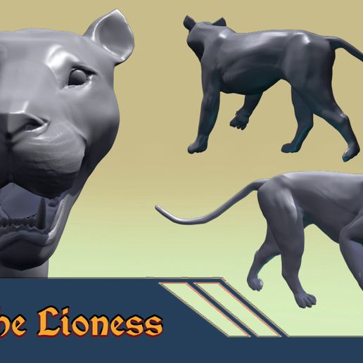 🦁 The Lioness・ STL File for 3D printing・Cults