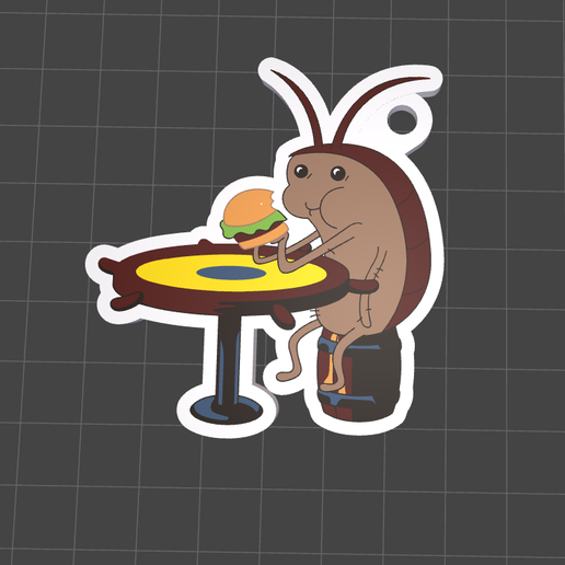 🪳 Cockroach meme Keyring・ STL File for 3D printing・Cults