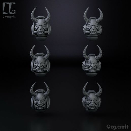 🗡️ Samurai Space Marine heads helmets・ 3D File for 3D printing・Cults