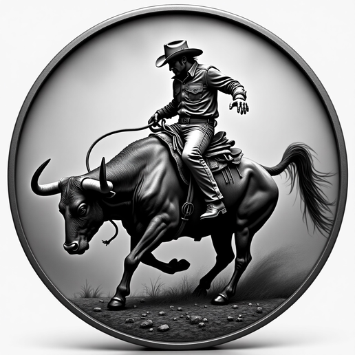 🐂 Bronco Rider Bull Rider Coin Token Wall art・ STL File for 3D printing ...