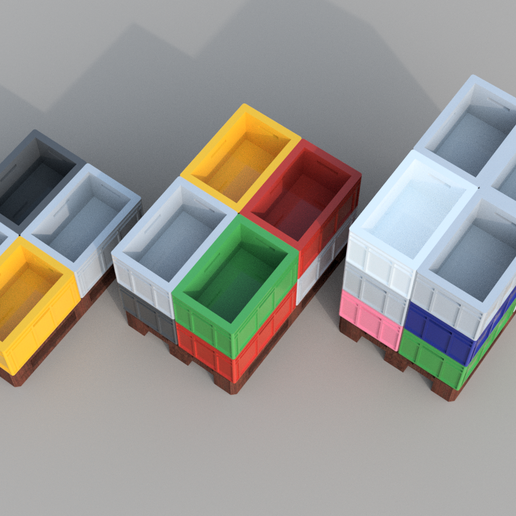 OBJ file 1/87 - HO Scale - Rako Boxes on Europallets Cargo Trains 🚂 ・3D ...