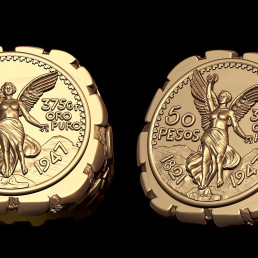 3D file Wings of Victory Gold Coin Nugget Signet Ring ️ ・3D printer ...