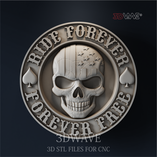 💀 AMERICAN BIKER SKULL 3d stl file for CNC・ STL File for CNC machining ...