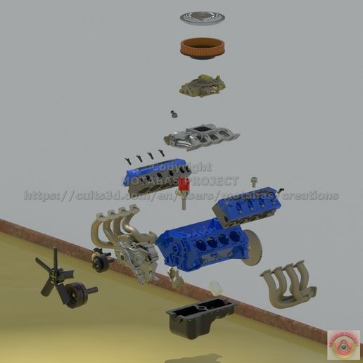 🚙 FORD MUSTANG BOSS 429 - ENGINE・ STL File for 3D printing・Cults
