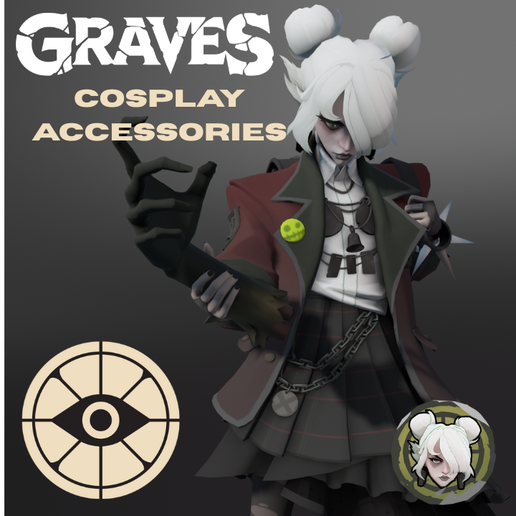 🎭 Graves Deadlock Cosplay Accessories・ STL File for 3D printing・Cults