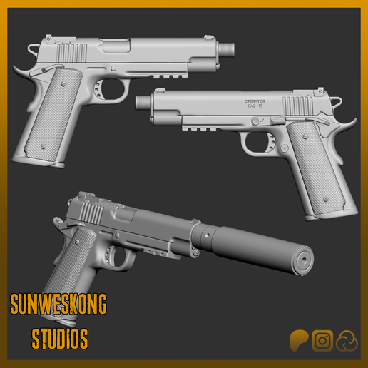 🔫 MGS4 Solid Snakes Operator 1911 Pistol For Action Figures・ STL File ...