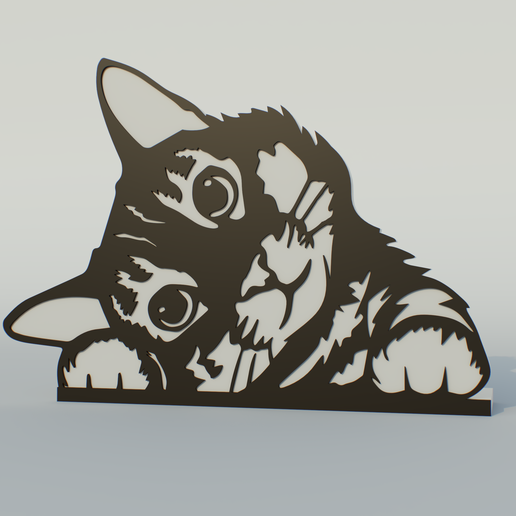 STL file cat logo sign stand 🐱 ・Model to download and 3D print・Cults