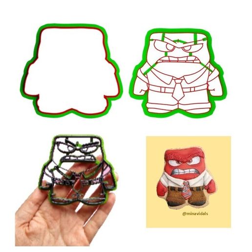 STL file ANGER INSIDEOUT INYENSAMENTE DISNEY COOKIE CUTTER AND STAMP ...