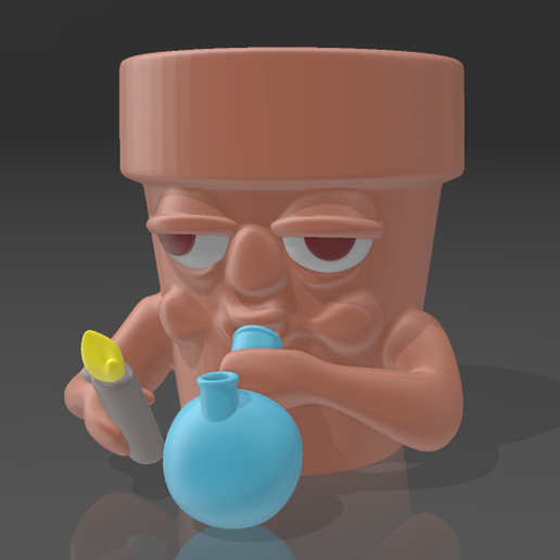 🪴 Pot smoking potted planter, pot with bong, stoner pot・ STL File for ...