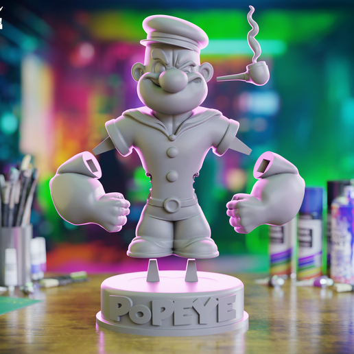 📁 Popeye el Marino - Figura imprimible en 3D estilizada (Archivo STL ...