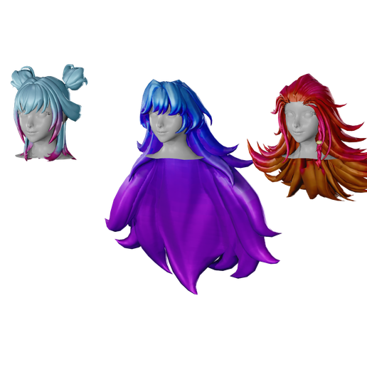 ♀️ 20 STYLIZED FEMALE HAIR MODELS PACK 8 - LOW POLY・ 3D File for ・Cults