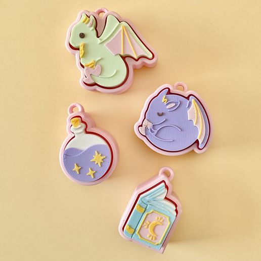 🐉 Fantasy Dragon Friends— Fidget Clicker Keychains・ 3D File for 3D ...