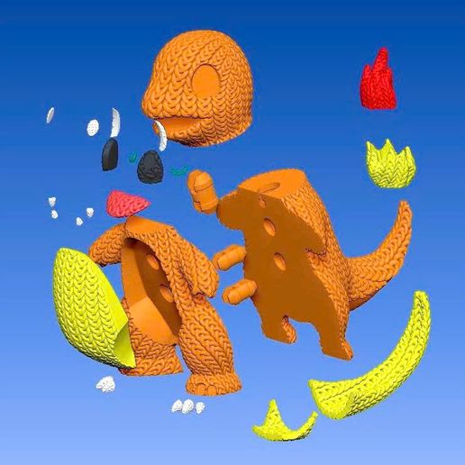 🐉 Charmander - Knitted - Crochet - Multipart・ 3MF File for 3D printing ...