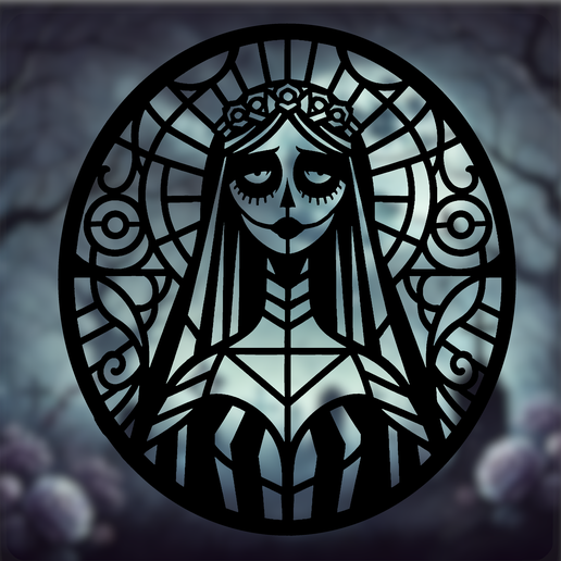 STL file Stained Glass Corpse Bride – Gothic Halloween wall Art 🎃 ...