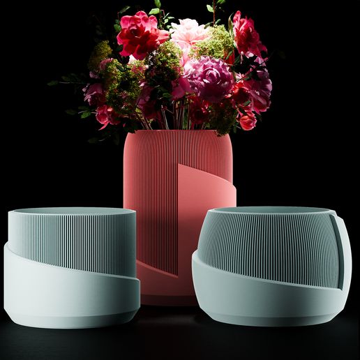 🏺 Набор из вазы и плантатора | Коллекция Linea swirl | STL Files ...