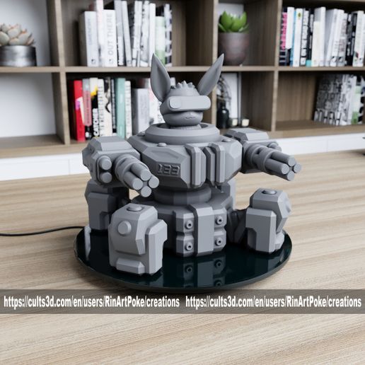 🐉 POKEMON - eevee mecha tank (EASY PRINT NO SUPPORT)・ STL File for ・Cults