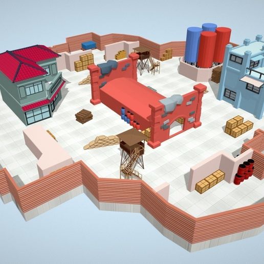 🗺️ Low Poly FPS Map 3D Model | Stylized TDM Arena Game Environment・ 3D ...