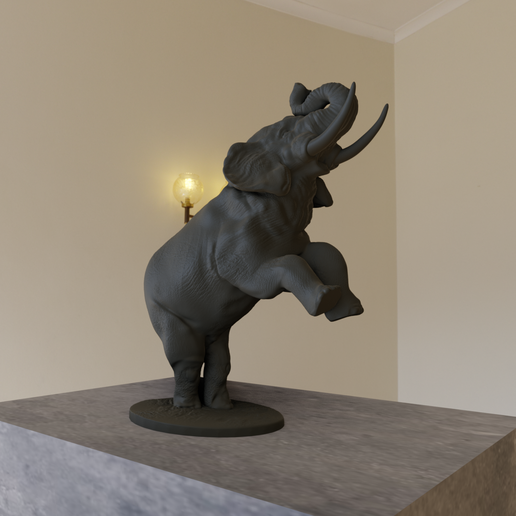 🐘 elephant trunk raised raising statue STL 3d print file・ STL File for ...