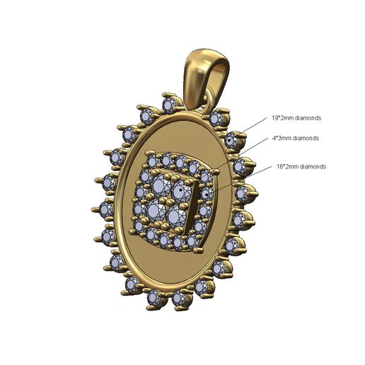 STL file Square cluster diamond oval pendant bail 3D print model 🟪 ・3D ...