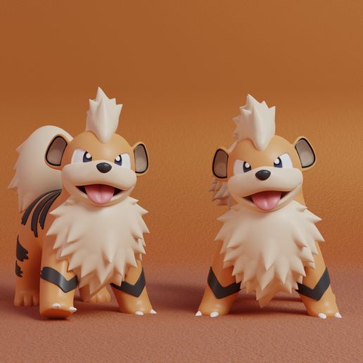 🐉 Pokemon - Growlithe with 2 poses・ STL File for ・Cults