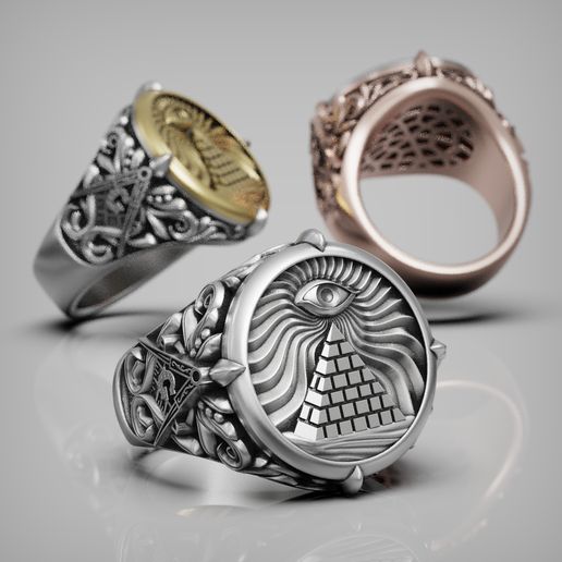 💍 Illuminati Masonic Men Ring・ 3D File for 3D printing and CNC ...
