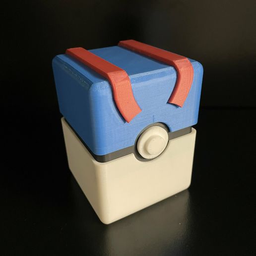 📦 Deck Box Pokeball Great Ball・ STL File for 3D printing・Cults