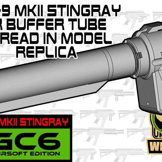 🧵 FGC-9 MKII Stingray AR buffer tube thread in model replica for the FGC6・Free STL File for 3D ...