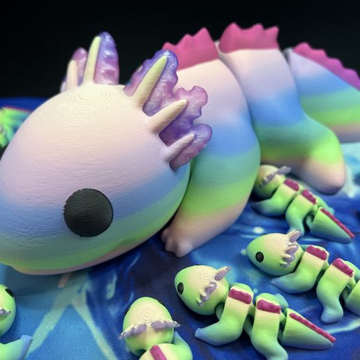 🦎 Flexi axolotl print in place no support・ 3D File for 3D printing・Cults