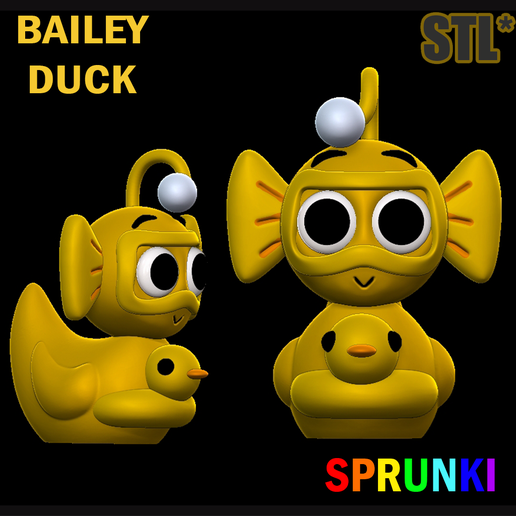 🦆 Sprunki Bailey Duck STL 3D Model Character・ STL File for 3D printing ...