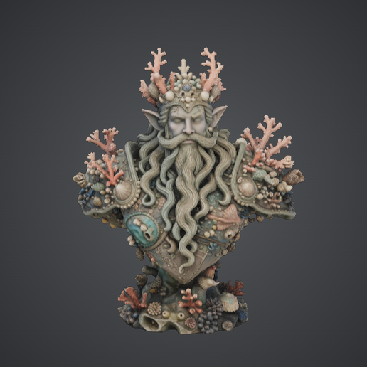 🤴 Sea King Coral Bust – Ocean God with Coral Crown・Free STL File for 3D ...