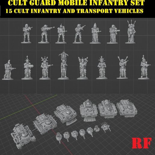 🔮 cultist space-guard mobile infantry set 6mm-8mm scale models・ OBJ File for 3D printing・Cults