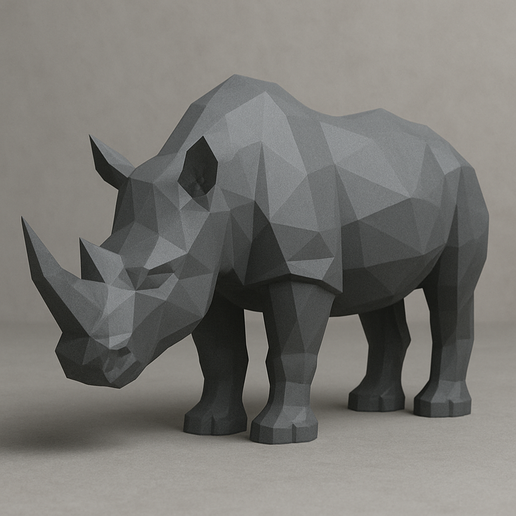 🦏 Low Poly Rhino・ STL File for 3D printing・Cults