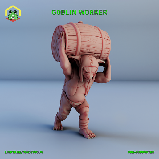 👺 Goblin Worker - STL - RPG MINIATURE・Free STL File for 3D printing・Cults