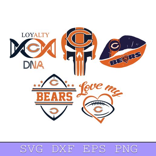 🏈 Chicago Bears SVG Bundle – 5 Designs | NFL Football Team Logos SVG ...