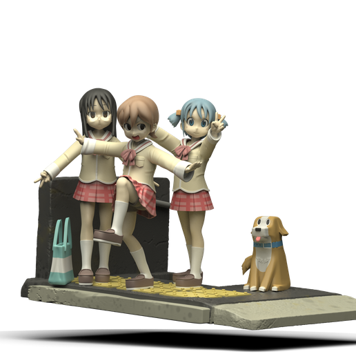 💬 Nichijou Diorama street view girls・ STL File for 3D printing・Cults